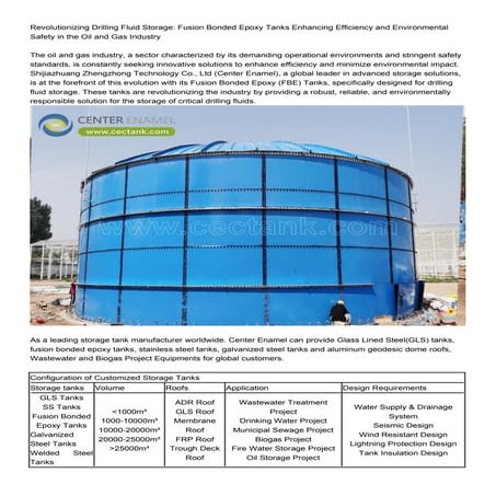 Revolutionizing Drilling Fluid Storage Fusion Bonded Epoxy Tanks ...