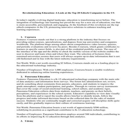 The 20 Best EdTech Companies in the World | PDF