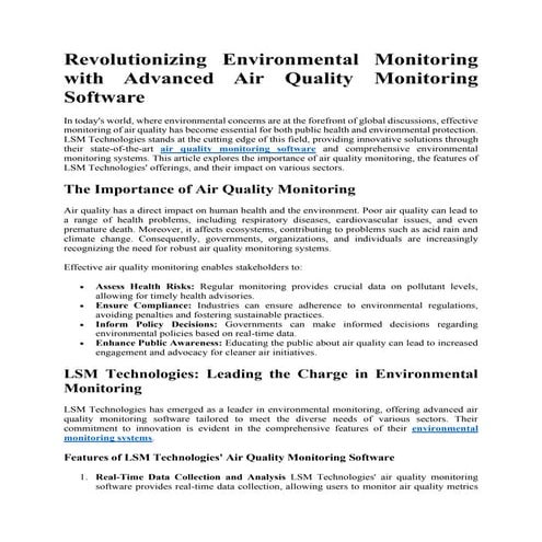 Revolutionizing Environmental Monitoring with Advanced Air Quality ...