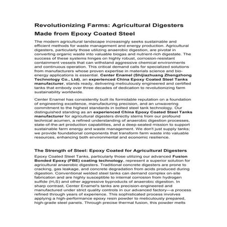 Revolutionizing Farms Agricultural Digesters Made from Epoxy Coated ...