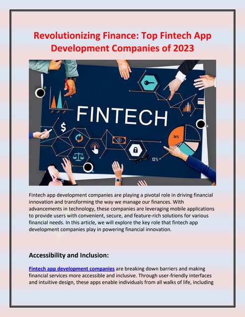 Digital Transformation in Banking: The Role of Fintech Software Development | DOCX | Financial ...