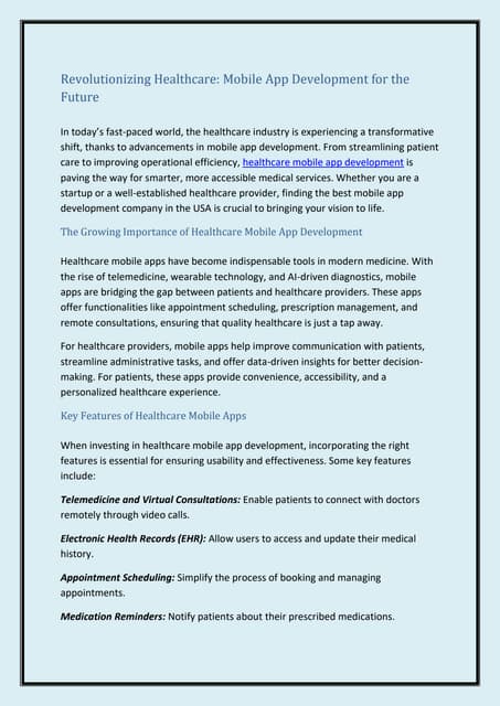 Overview on healthcare applications | PPT