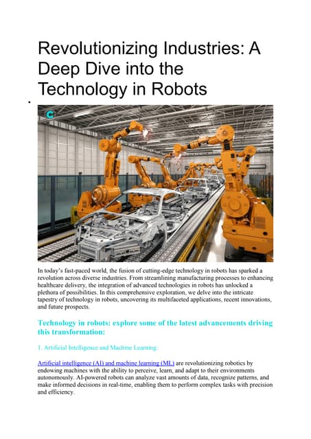 12 Robotics Hardware Technologies Driving the Future of AI | PDF