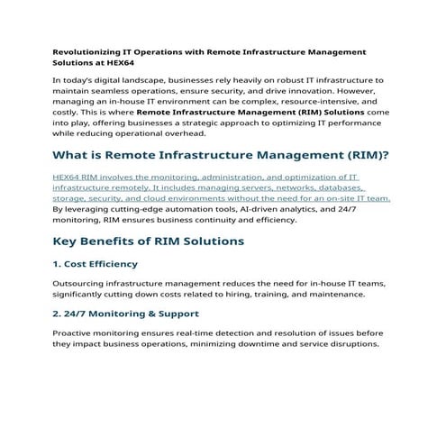 Revolutionizing IT Operations with Remote Infrastructure Management ...