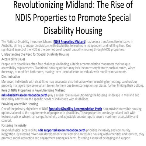 Revolutionizing Midland The Rise of NDIS Properties to Promote Special ...