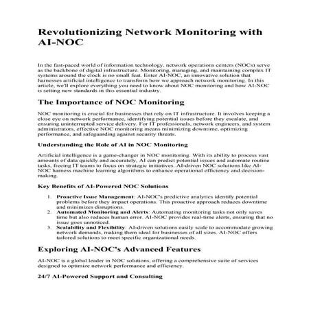 Revolutionizing Network Monitoring With Aidocx Computer Networking Computing