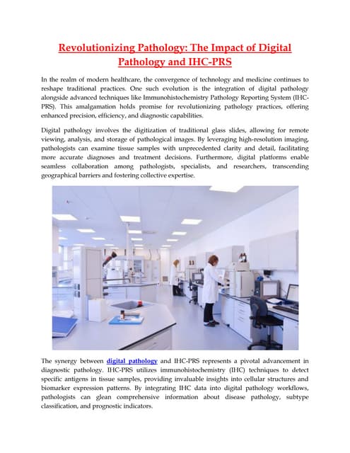 Unlocking the Future of Pathology The Evolution of Digital Pathology ...