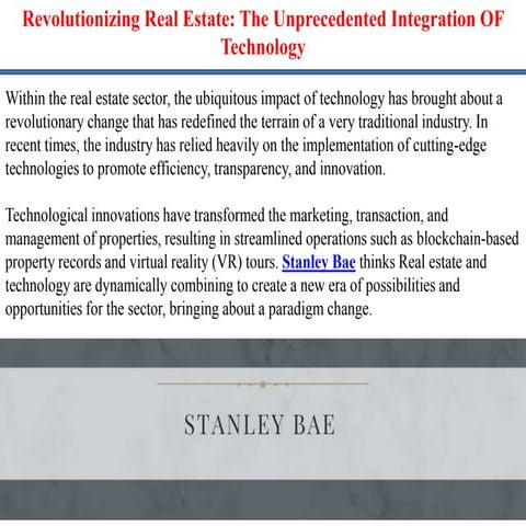 Revolutionizing Real Estate The Unprecedented Integration OF Technology ...