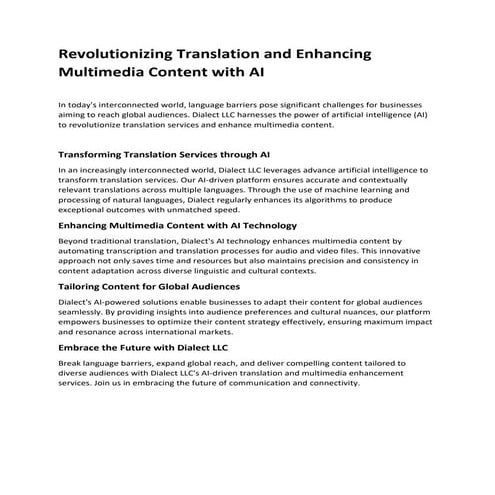Revolutionizing Translation and Enhancing Multimedia Content | DOCX