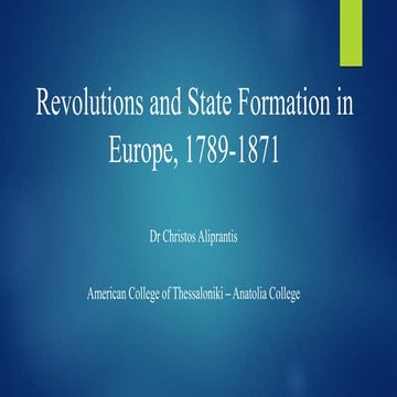 Revolutions and State Formation in Europe, 4th lecture: State formation ...