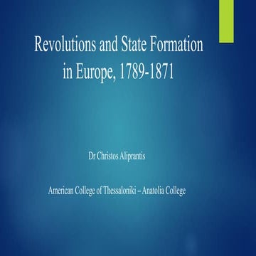 Revolutions and State Formation in Europe, 6th lecture: 1830 and 1848 ...
