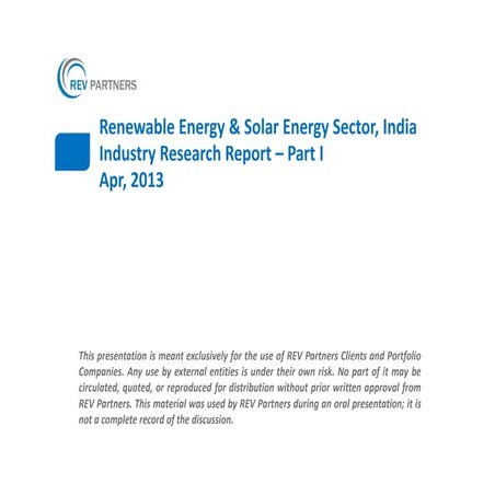 REV Partners Renewables and Solar India April 2013 | PDF