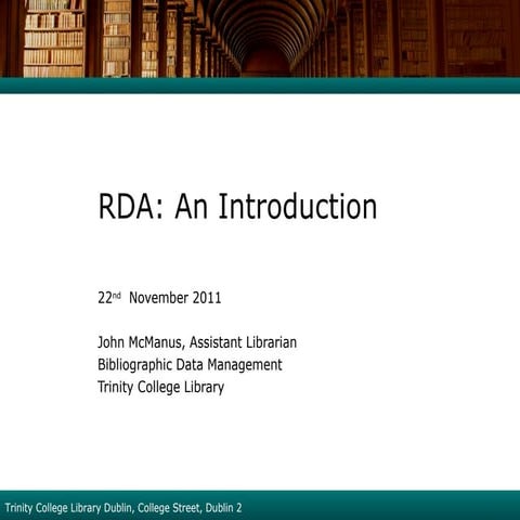 RDA: an introduction | PPT | Databases | Computer Software and Applications