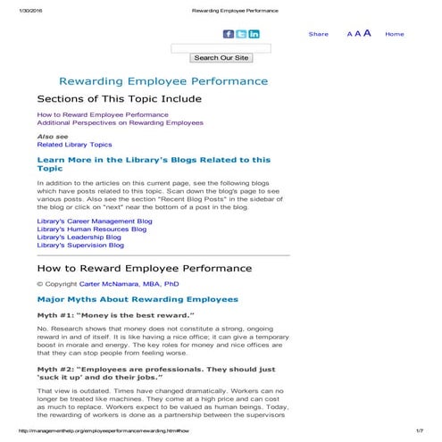 Rewarding employee performance | PDF