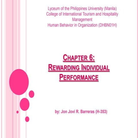 Rewarding individual performance (chapter 6) | PPTX