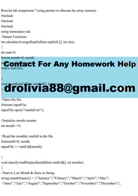 Rewrite lab assignment 7 using pointer to allocate the array memory..pdf Rewrite lab assignment 7 using pointer to allocate the array memory..pdf