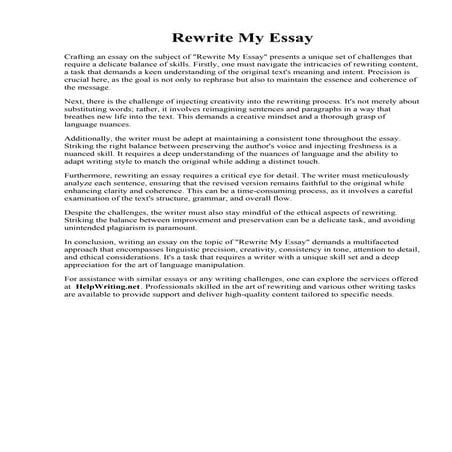 Rewrite My Essay | PDF