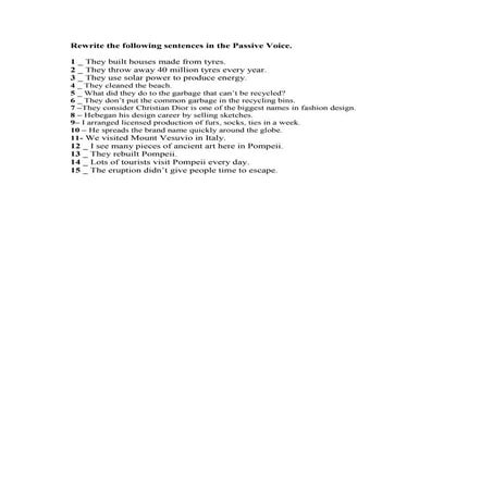 Rewrite the following sentences in the passive voice | DOCX