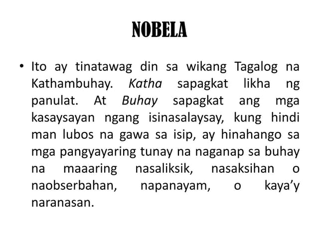MGA URI NG NOBELA | PPTX