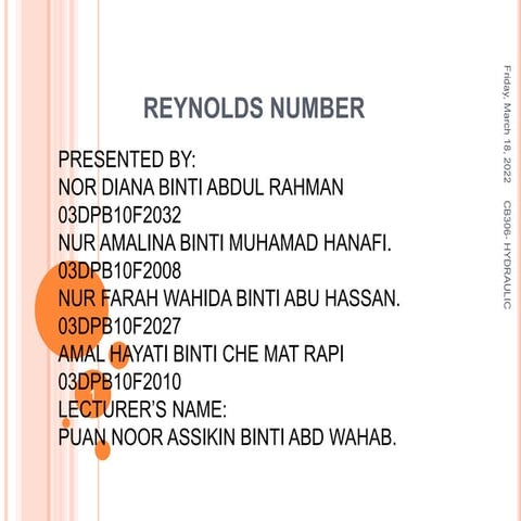S3 Reynolds Number Presentation | PPTX