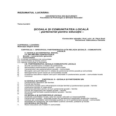 Rezumat lucrare de doctorat staiculescu camelia | PDF