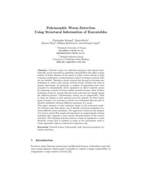 Rf8 Polymorphic Worm Detection Using Structural Infor Control Flow Graphs Pdf