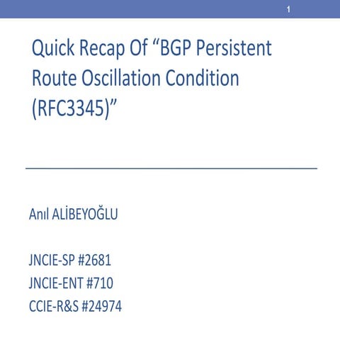 Quick Recap of RFC3345 BGP Persistent Route Oscillation Condition | PDF