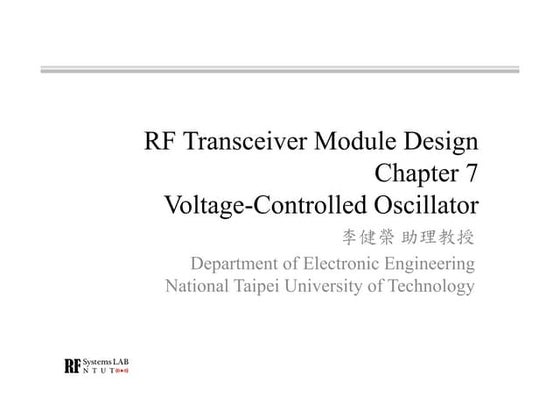 design and analysis of voltage controlled oscillator | PPTX