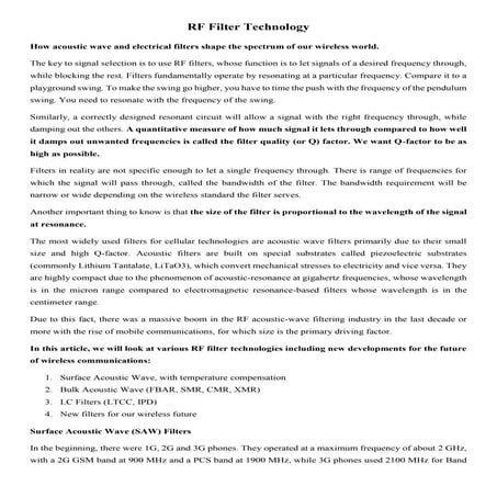 RF Filter Technology.................... | PDF