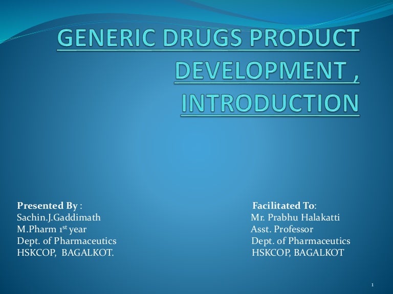 Generic drugs product development