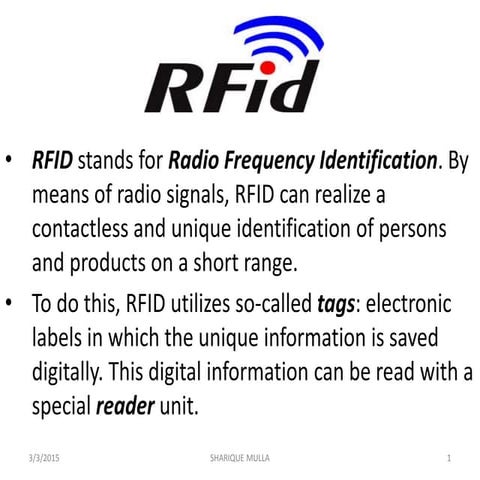 Rfid | PPTX | Technology & Computing