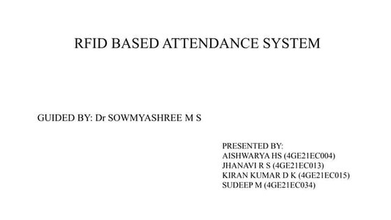 Rfid based attendance system using arduino (1) | PPT