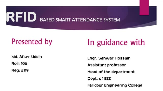 Smart Attendance System using RFID | PPTX