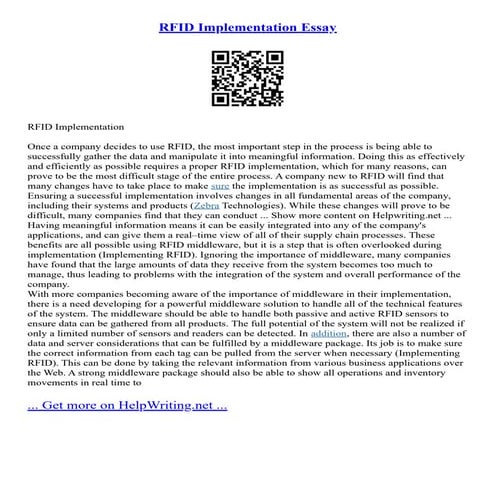 RFID Implementation Essay | PDF