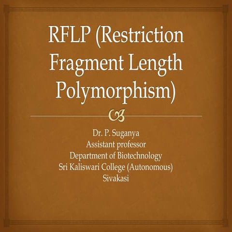 Rrestriction Fragment Length Polymorphism) | PPTX
