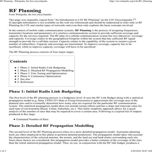 Lte radio network planning | PDF