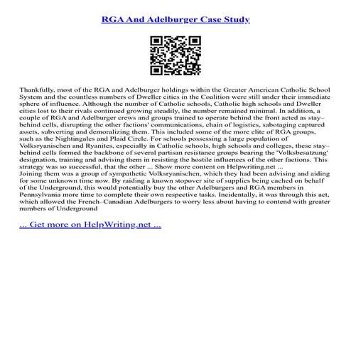 RGA And Adelburger Case Study | PDF