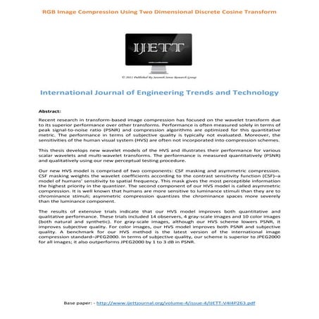 Rgb Image Compression Using Two Dimensional Discrete Cosine Transform Pdf Free Download 