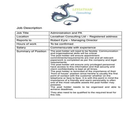 PA Job Specification | DOCX