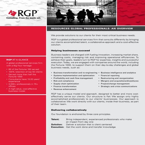 Rgp overview usa | PDF | Management Consulting Industry | Industries