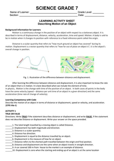 Q3 module 1_describing_motion | PDF | Physics | Science