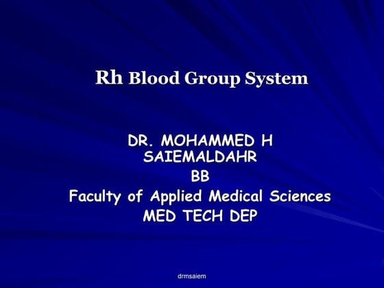 Rh Blood Group System | PPT