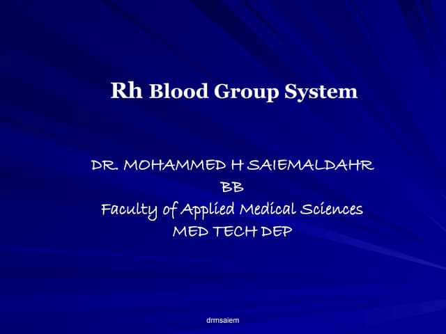 Rh Blood Group System | PPT
