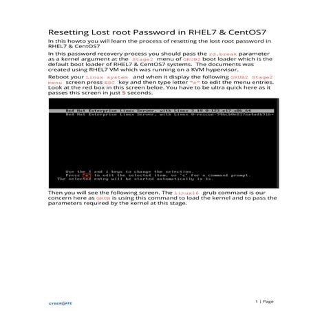 Rhel7 cent os7-reset-root-password-v1 | PDF