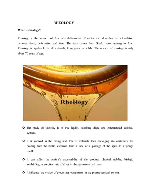 Rheology Of Fluids | PPT | Chemistry | Science