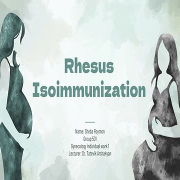 Rhesus Isoimmunization and its Management | PDF