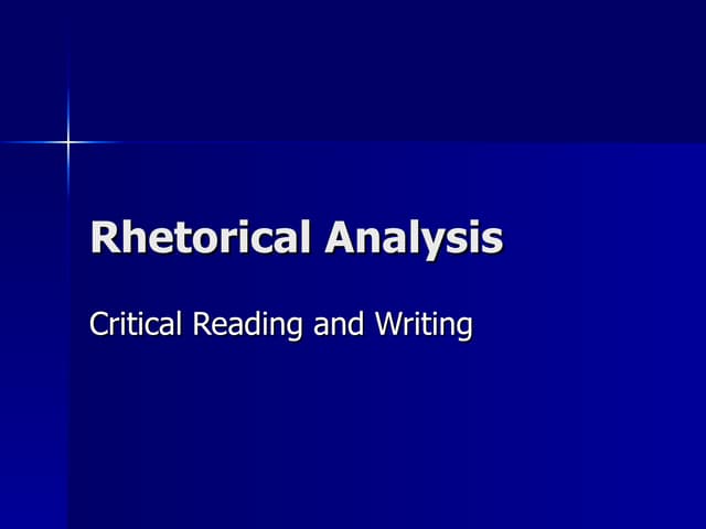 Lecture - Rhetorical Analysis | PPTX