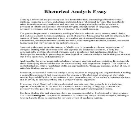 Rhetorical Analysis Essay. Mercyhurst University | PDF