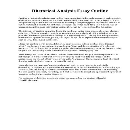 Rhetorical Analysis Essay Outline. Kean University | PDF | Education