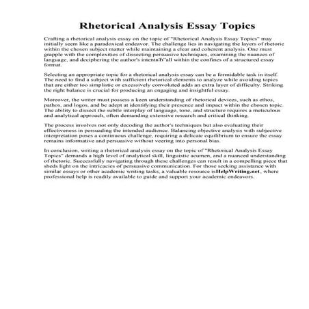 Rhetorical Analysis Essay Topics | PDF